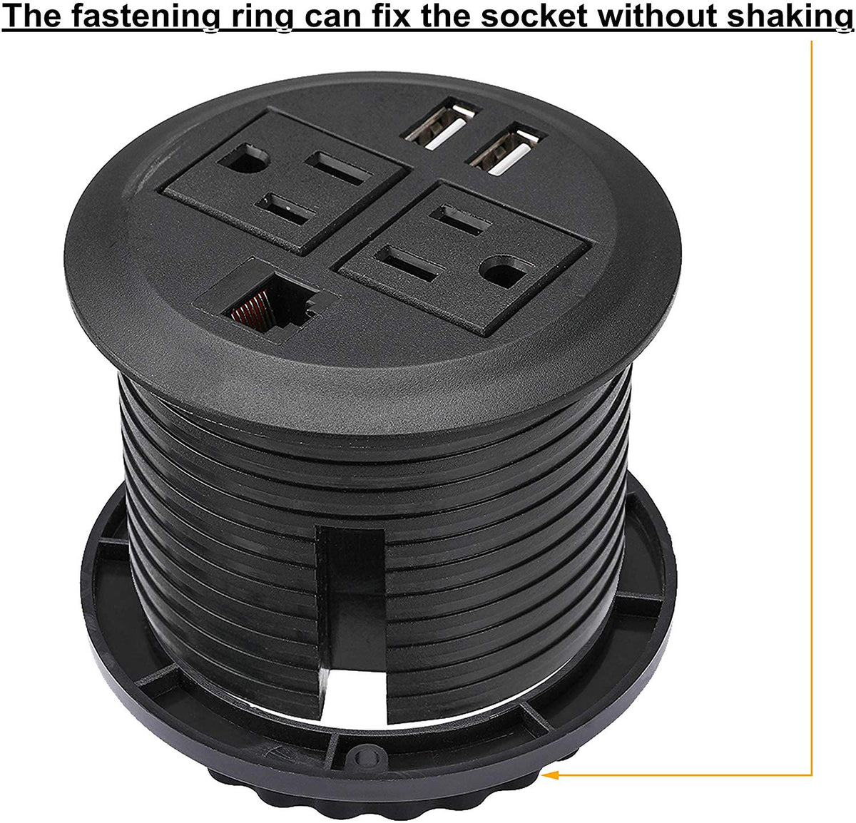Desktop Hidden Power Grommet with 2 Power Socket & 2 USB Charging Port ...