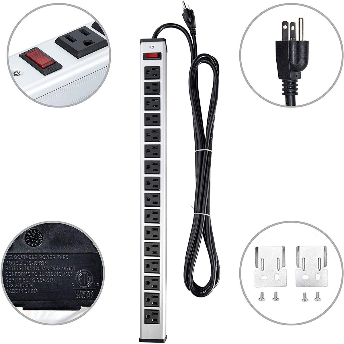 long Power Strip 16-Outlet Metal 120V – BTUPOWER